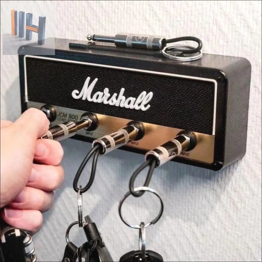 Ключница настенная Marshall с 4 крючками, черная, 19.5 см, ABS пластик