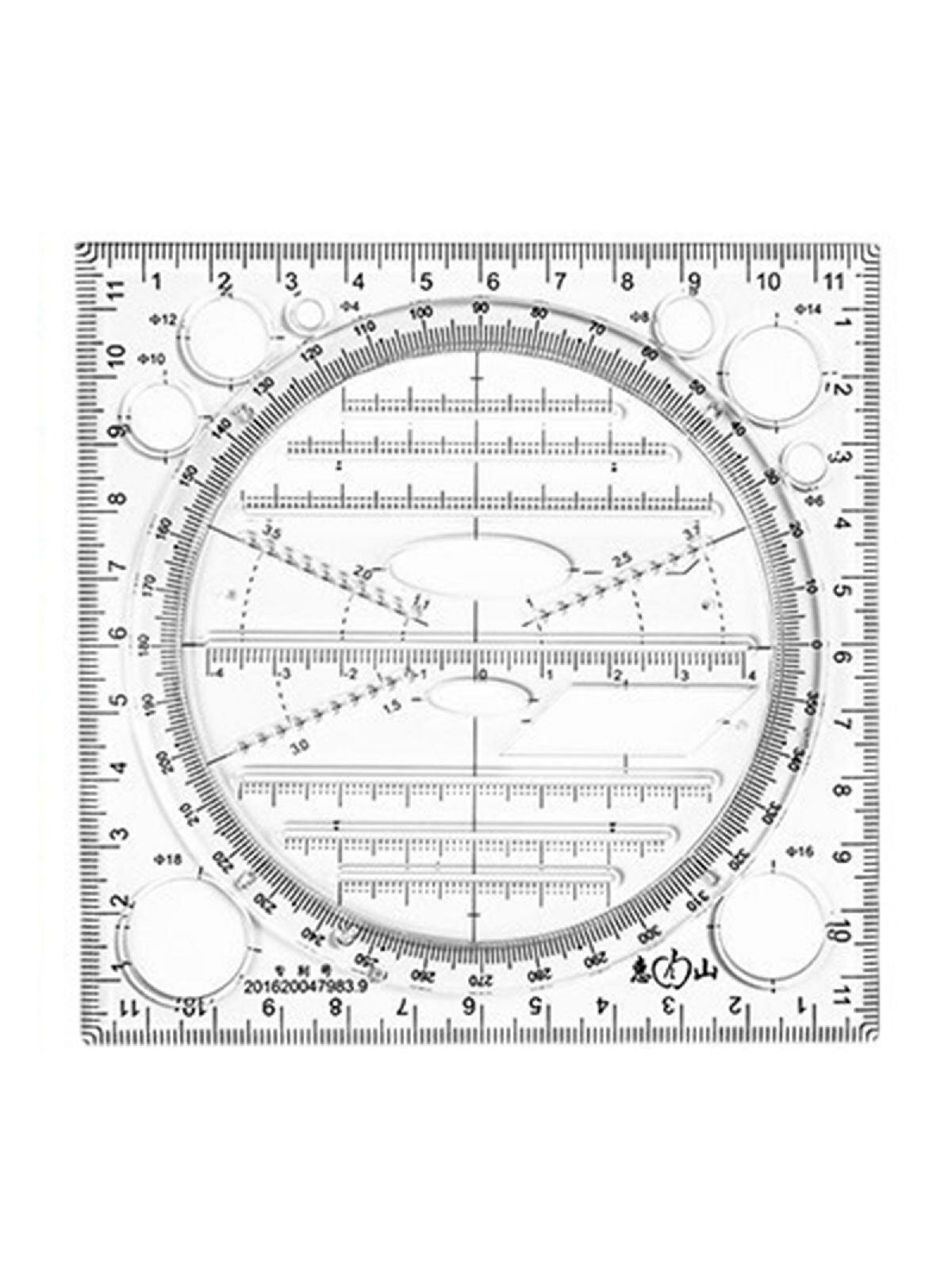 Многофункциональная черновая линейка Вращающаяся линейка Шаблон для кругового рисования Линейка