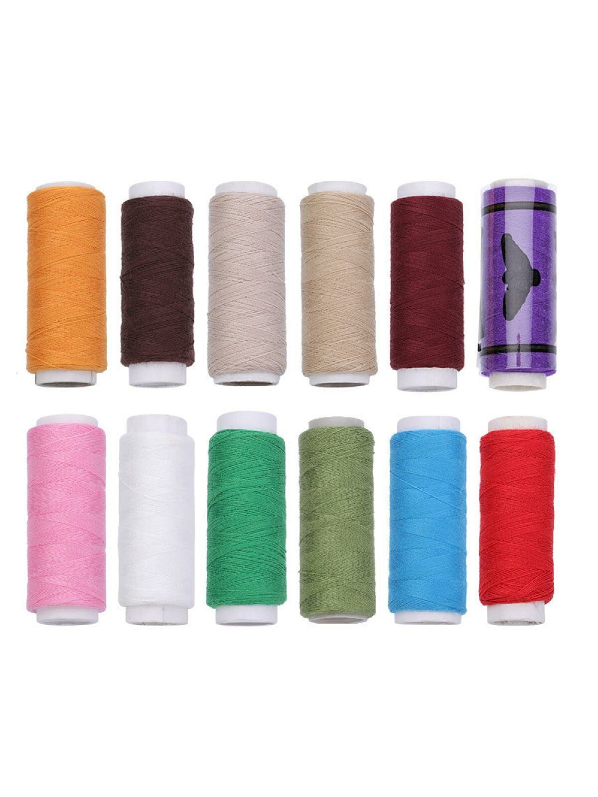 120 катушек полиэстеровой швейной нити, 12 цветов смешанного коло
