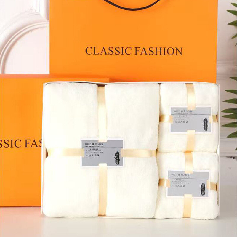 Набор полотенец из кораллового флиса в подарочной коробке, трехкомпонентный набор для ванной, корпоративный подарок, открытие мероприятия, свадебный подарок, набор полотенец в коробке