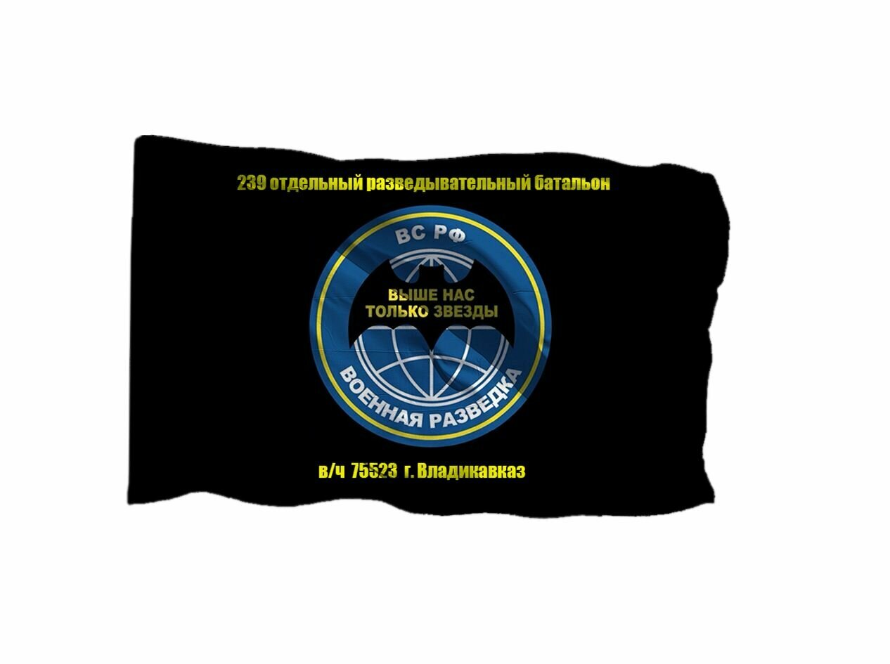 Флаг 239 орб отдельный разведывательный батальон в/ч 75523 г. Владикавказ, 70х105 см на сетке для флагштока