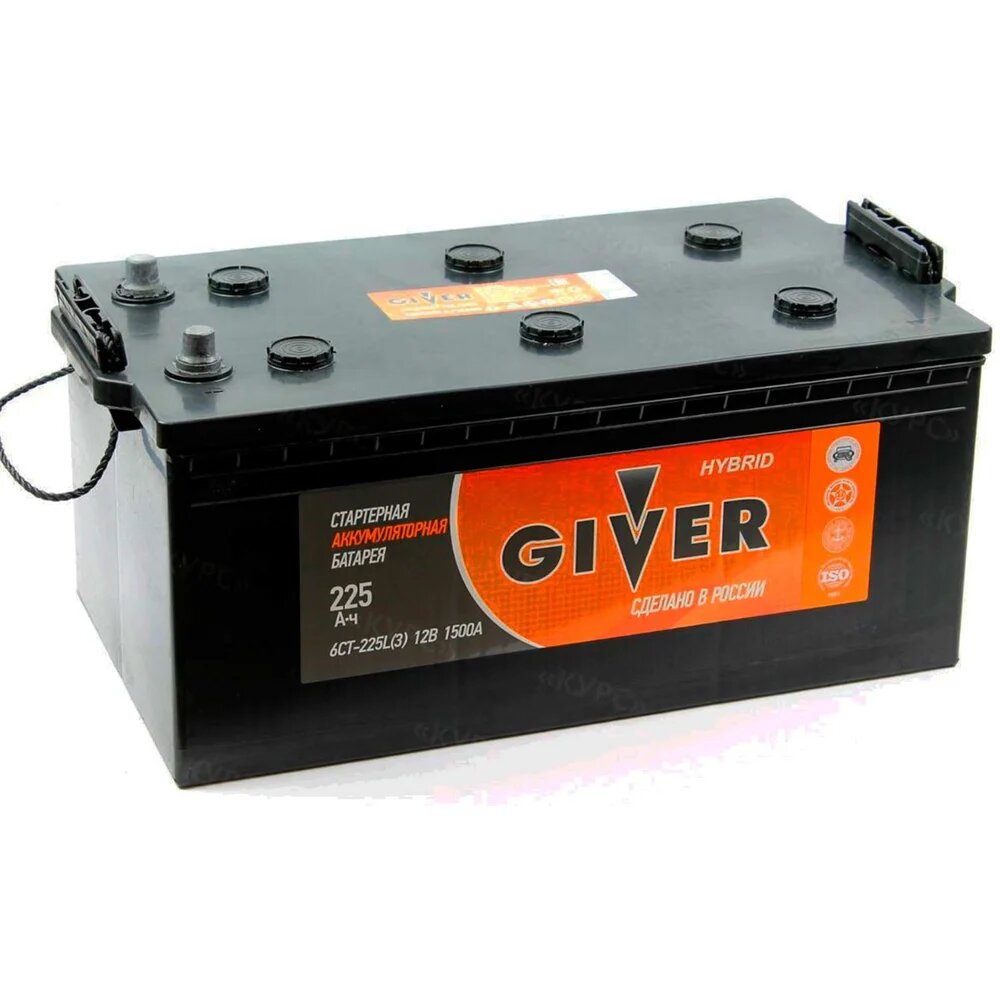 Аккумулятор Giver HYBRID 6СТ - 225 евро. конус 225N(3)-CCЧ-СЧ-0, кальциевый тип, обратная полярность, стандартные клеммы