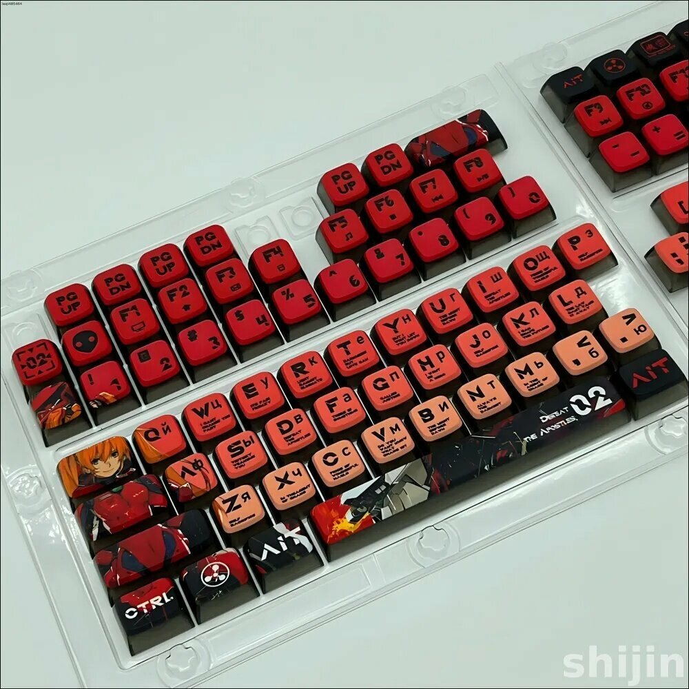 Эксклюзивные красные PBT кейкапы Аска Лэнгли для механической клавиатуры, Евангелион