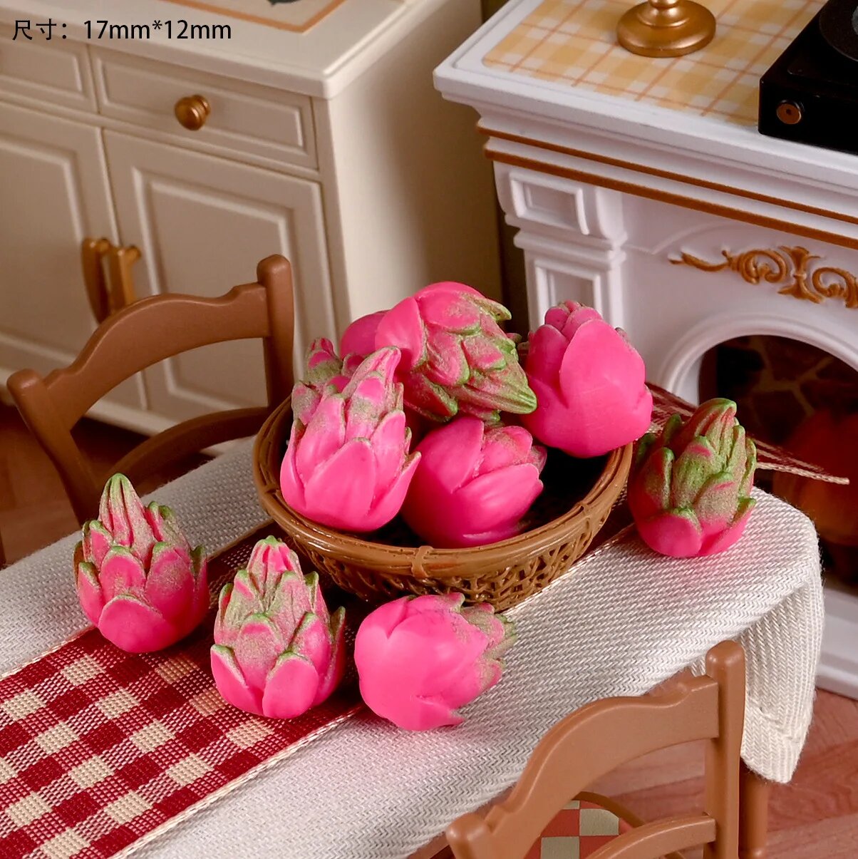 Набор мини-фруктов из смолы, 10 шт. Розовый, dragon fruit