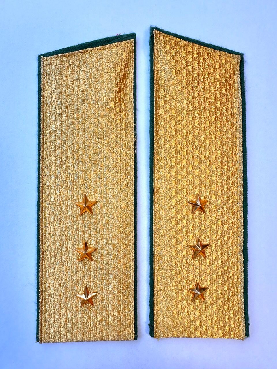 Погоны Пограничной службы в сборе картон Старший Прапорщик золотые Скос Скос 17см