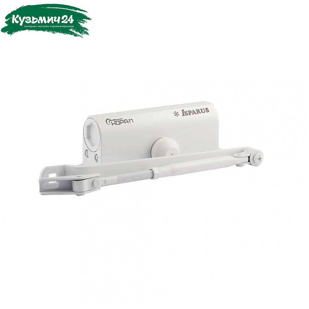 Доводчик дверной нора-м 430 F Isparus, с фиксацией, морозостойкий, от 50 до 110 кг, белый