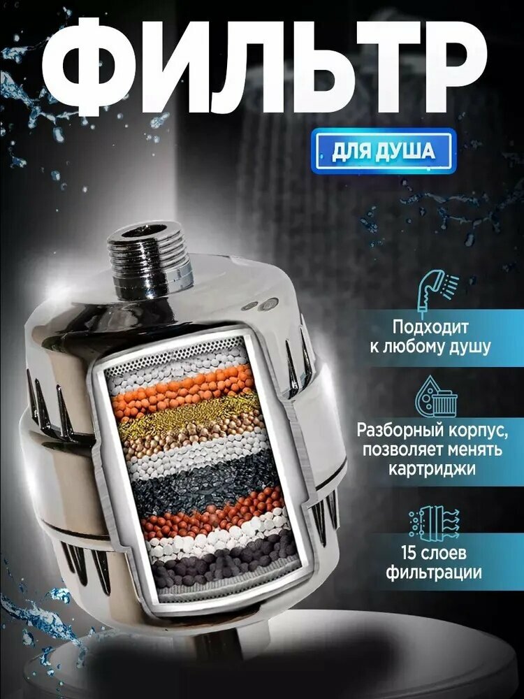 Многоразовый фильтр для душа, фильтр насадка для душевой лейки и тропического душа.