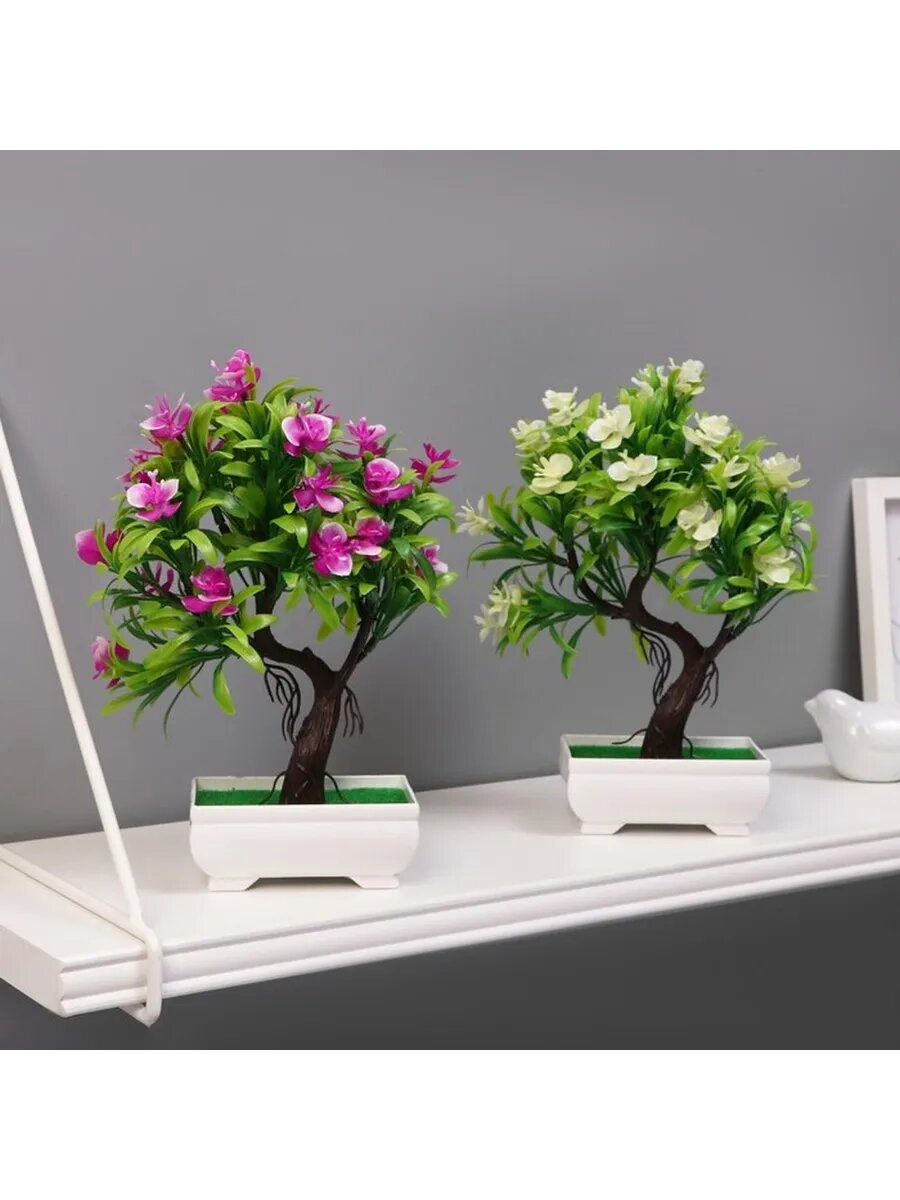 Элегантный бонсай с цветами и тонкими листьями