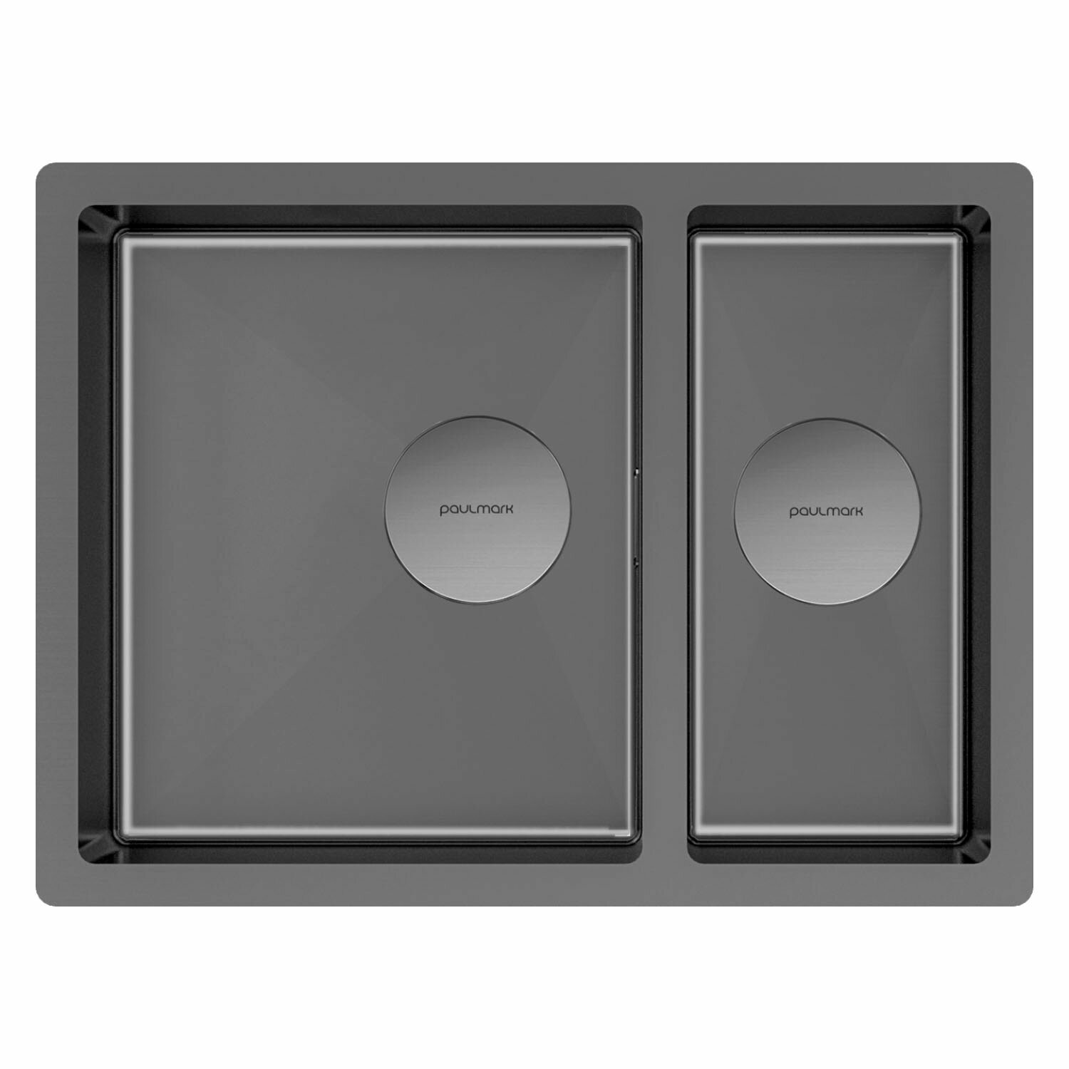 Кухонная мойка Paulmark NEXT 58/2S UNI PM225844-GM вороненая сталь Нержавеющая сталь