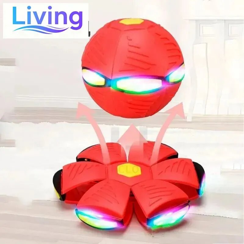 Летающий плоский трансформер диск - мяч Flat Ball Disk фрисби с подсветкой / Мяч трансформер со световыми эффектами