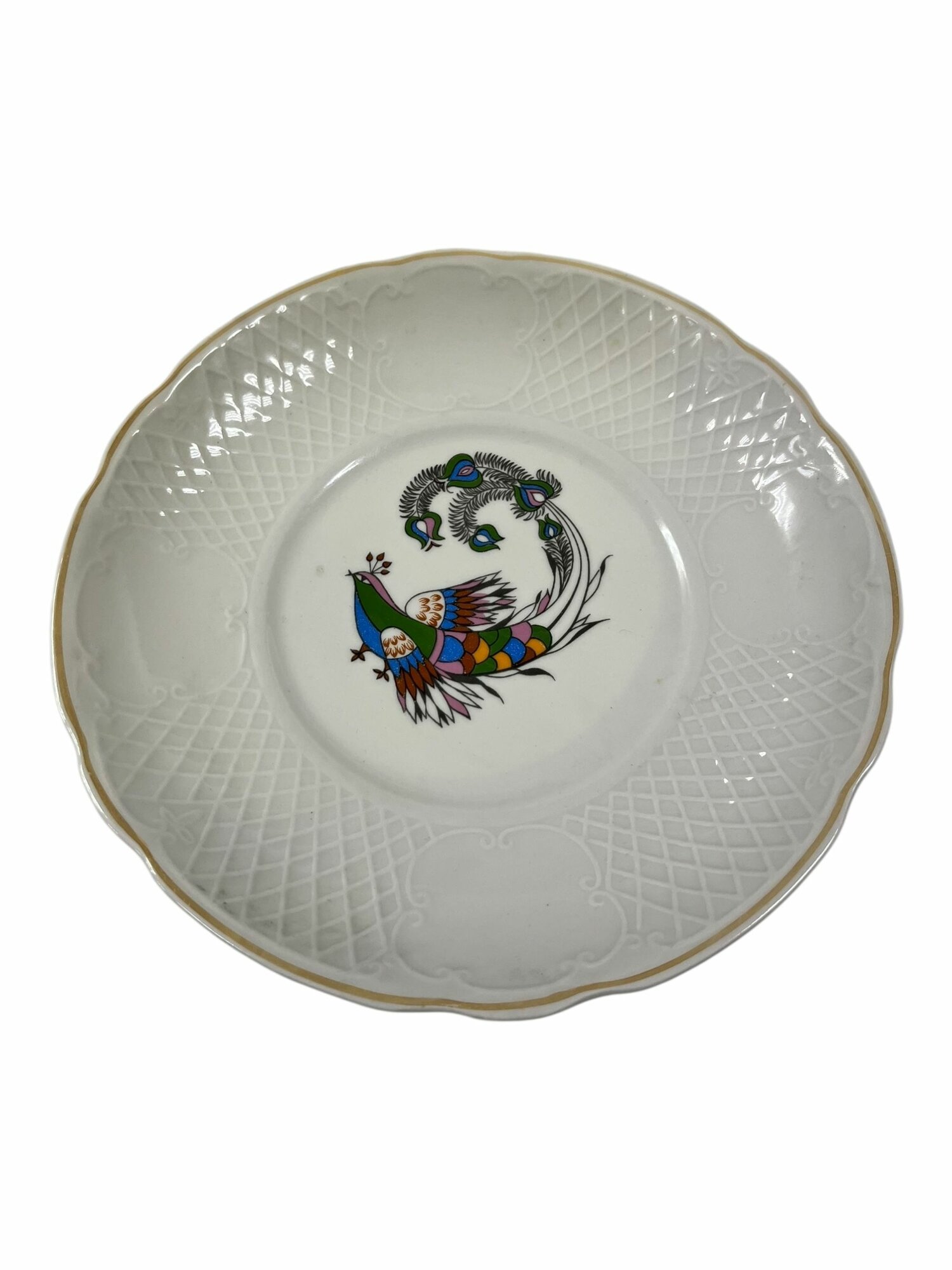 Советская винтажная тарелка фарфоровая, клеймо, сделано в СССР.