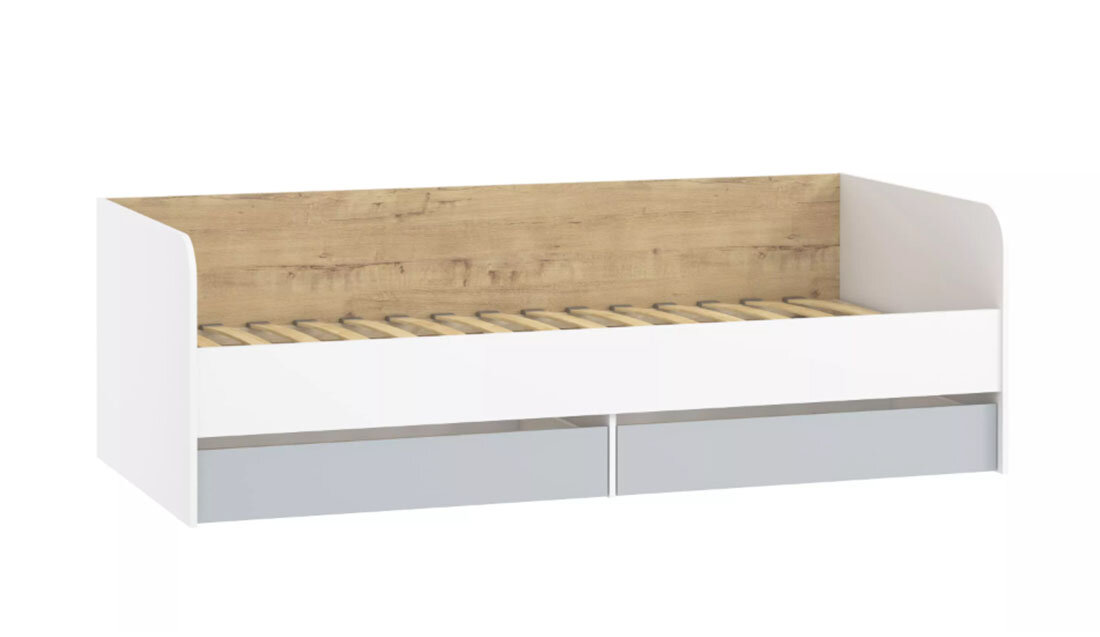 Кровать Морти НМ 041.38, Белый/Дуб бунратти/Серый