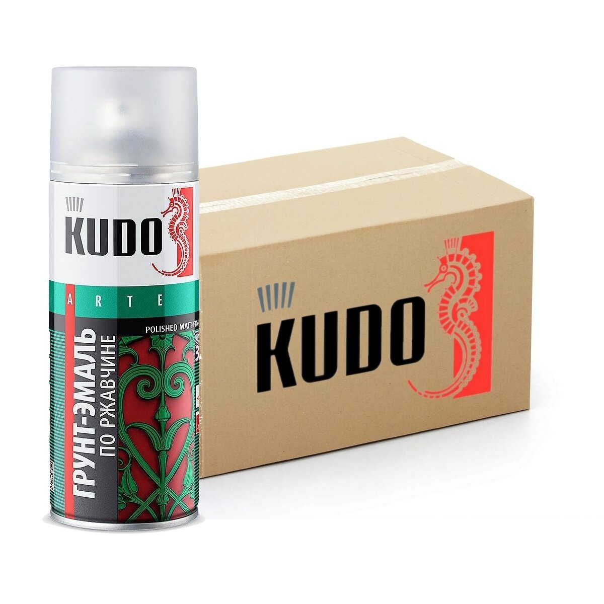 Грунт-эмаль по ржавчине KUDO, сигнальный синий, RAL 5005, аэрозоль, 520 мл, упаковка 6 шт.
