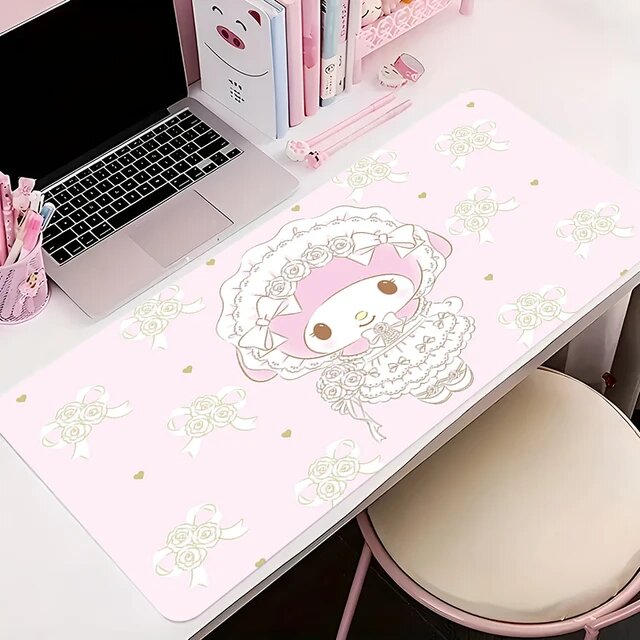 Розовый коврик для мыши My M-melody в стиле аниме, милый мультяшный коврик для мыши в стиле каваи, мягкий коврик для клавиатуры, компьютерные аксессуары, коврик для стола, коврик для игрового шкафа