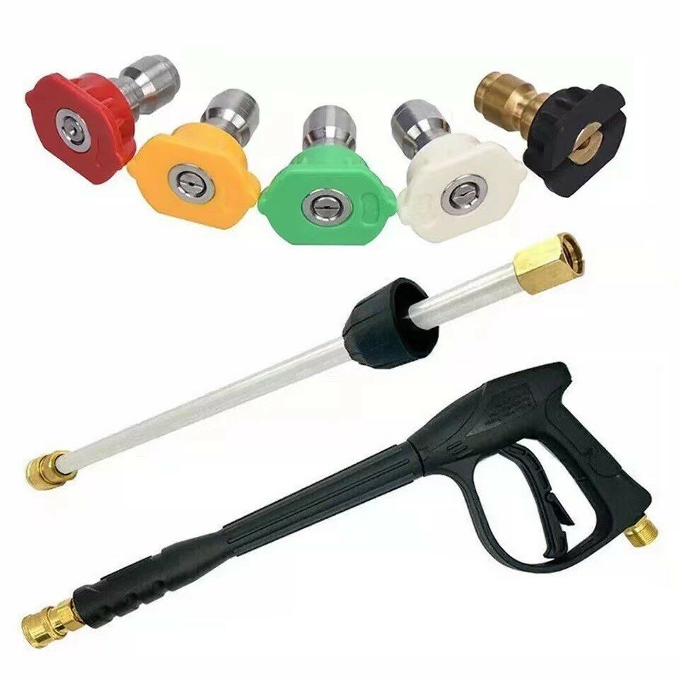 Кросс-бордерная мойка высокого давления с чистым медным сердечником клапана, водяной пистолет для мойки автомобилей, 1/4 быстрого соединения, длинная насадка M22, набор из пяти цветов