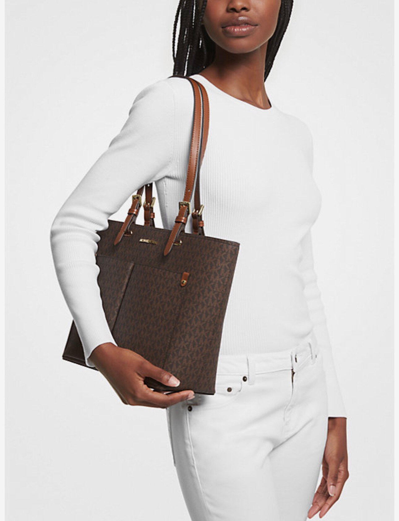 Сумка шоппер Jet Set Medium Logo Pocket Tote Bag Brown Logo