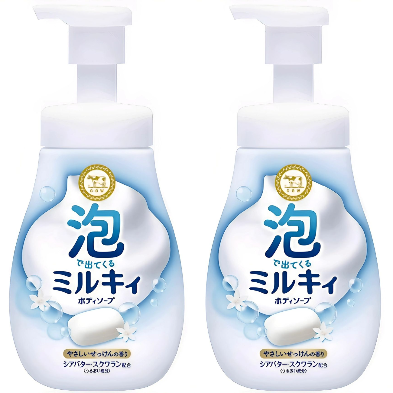 Увлажняющее жидкое мыло-пенка Cow для тела, с ароматом цветочного мыла Milky Body Soap, 550 мл, 2 штуки