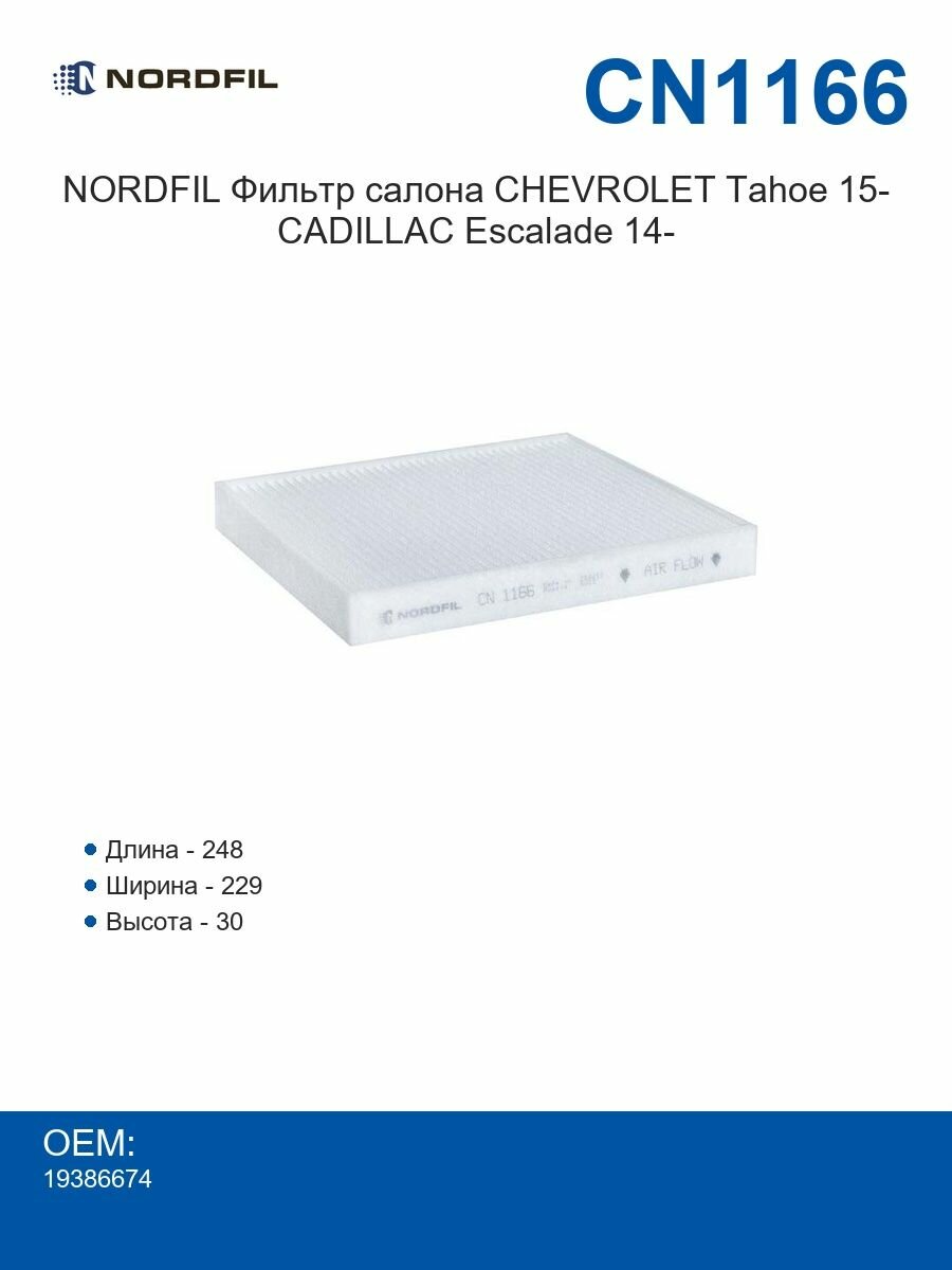 NORDFIL Фильтр салона CHEVROLET Tahoe 15- CADILLAC Escalade 14-