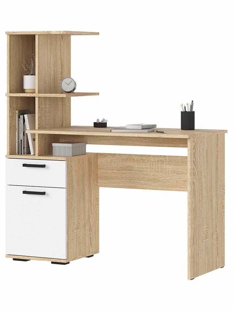 Стол письменный компьютерный с надстройкой, ящиками и полками 120х135х55 см Санса СТ 01