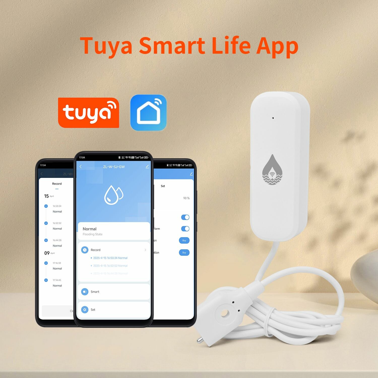 Датчик протечки воды детектор сигнализации датчик протечки воды совместим с Smart Life Google Home Alexa WIFI Tuya