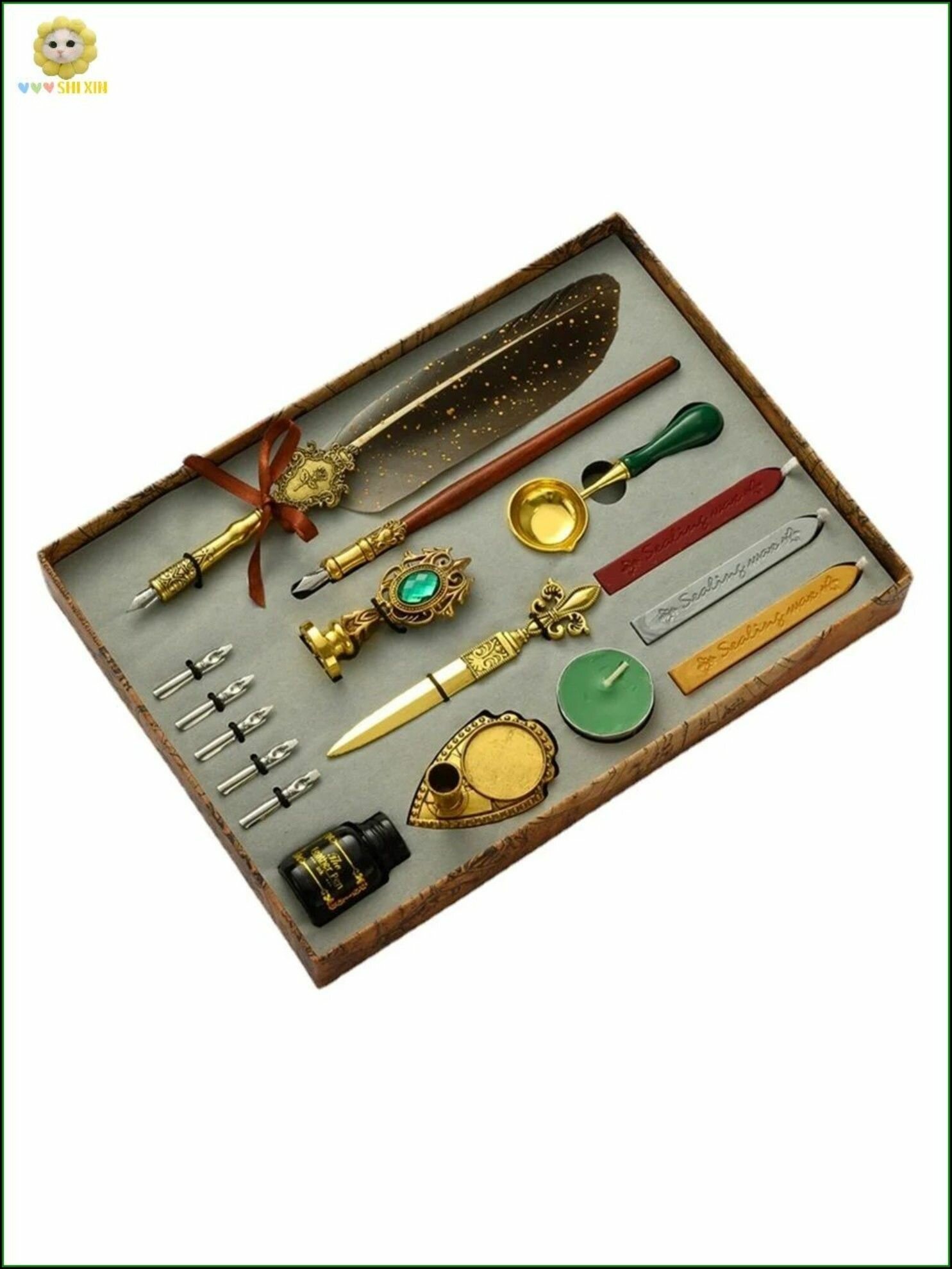 Европейский набор пера с чернилами - винтажная английская перьевая ручка для письма, печати восковыми печатями и творчества, идеальная для студентов