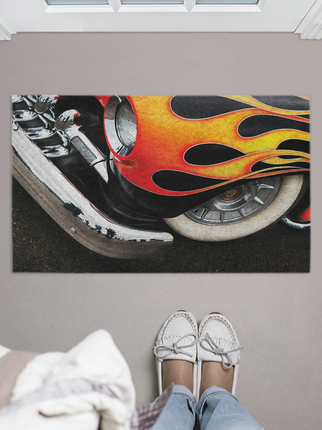 Коврик придверный в прихожую с принтом "Виниловая наклейка" 45 на 75 см , JoyArty