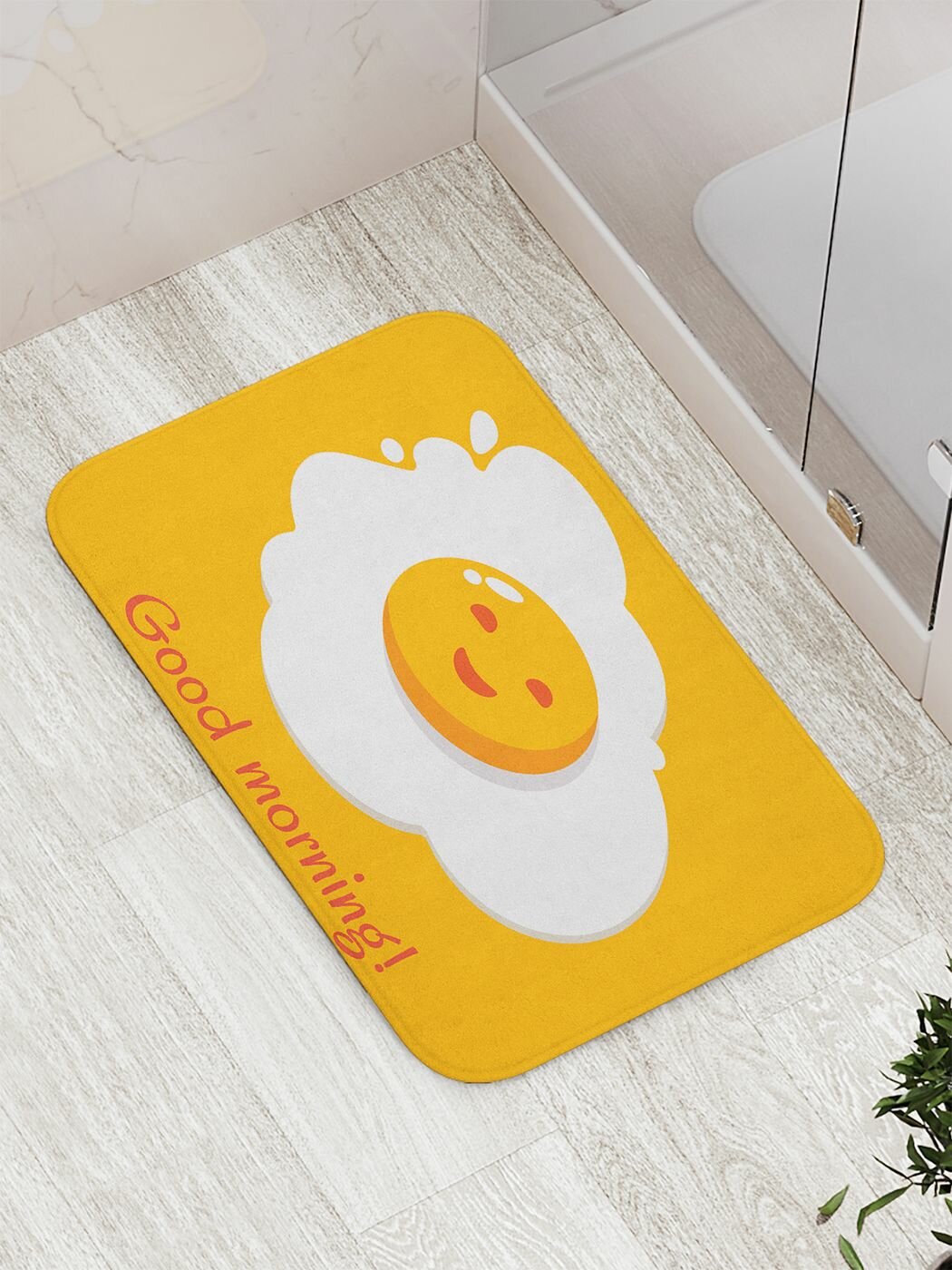 Коврик для ванной комнаты, туалета "Веселый омлет" противоскользящий, 52х77 см, JoyArty