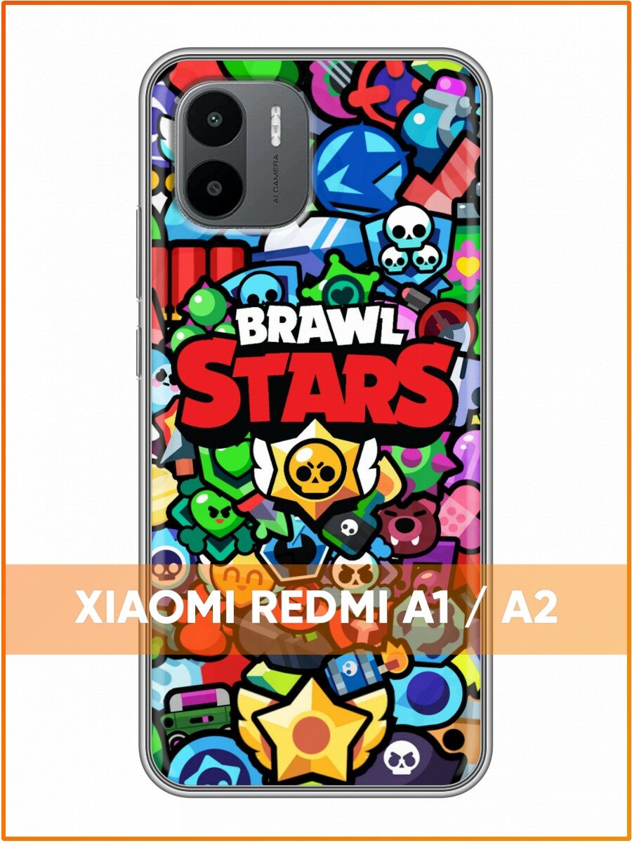 Чехол для Xiaomi Redmi A1, Xiaomi Redmi A2 с принтом для мальчиков Brawl Stars (Сяоми Редми А1, Сяоми Редми А2)