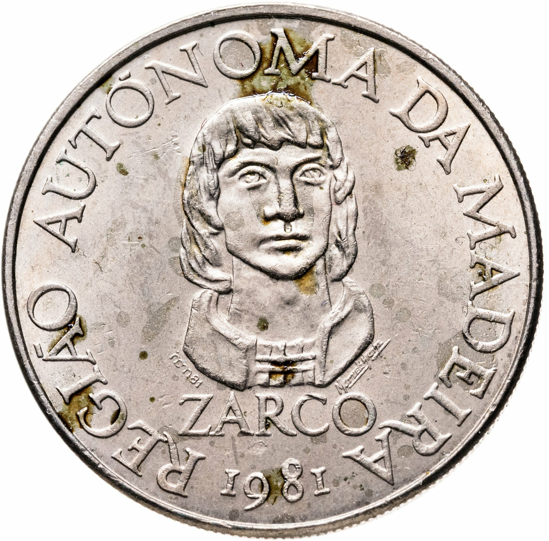 Португалия 100 эскудо escudos 1981 "Автономная область Мадейра", Мельхиор медь-никель, в сохранности AU