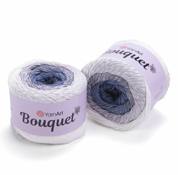 Пряжа YarArt Bouquet 701 (1 моток 250г/500м) белый/серый/джинс