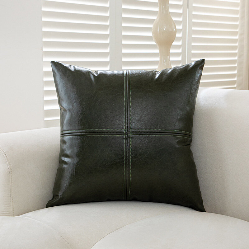 Простая высококачественная кожаная подушка для дивана, легкая роскошь для гостиной и офиса, поддержка поясницы, кожаная подушка, квадратная подушка