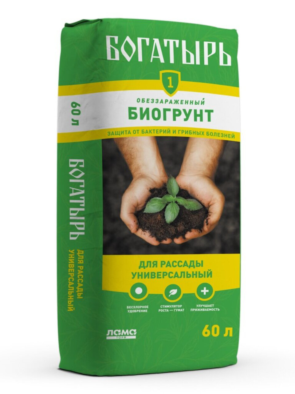 Грунт Богатырь, для рассады, универсальный, 60 литров, Лама Торф, Россия