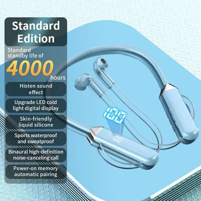 Новые спортивные беспроводные наушники с шейным ободком, Bluetooth-наушники, игровые наушники со светодиодной подсветкой, совместимые с Xiaomi и Huawei.