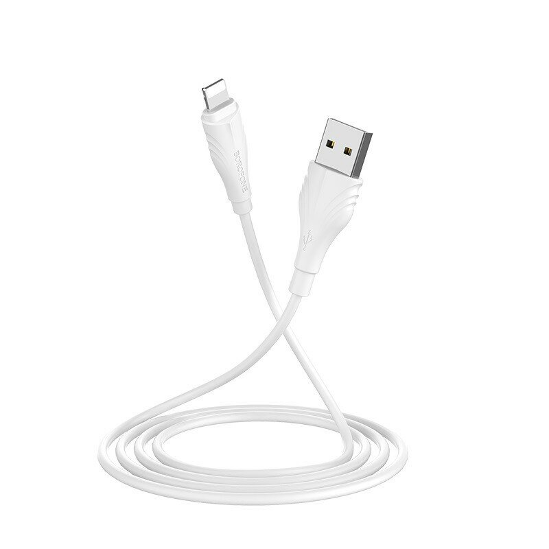 Кабель USB - 8 pin "Borofone BX18 Optimal" 1м, круглый, 2.4A, силикон, цвет: белый