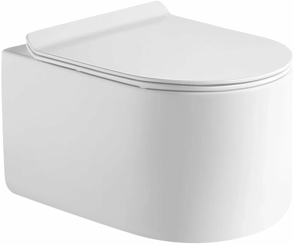 Унитаз подвесной Grossman Thin Rim GR-5606SQ безободковый, торнадо, с сиденьем микролифт, белый