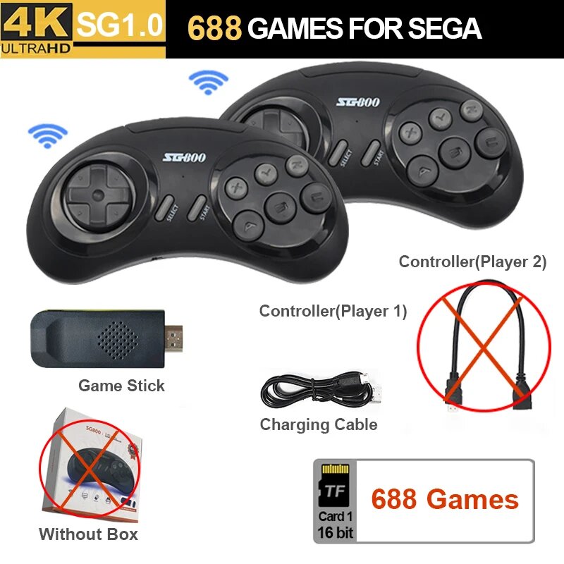Беспроводная игровая консоль Sega Genesis 16 бит 688 games no box