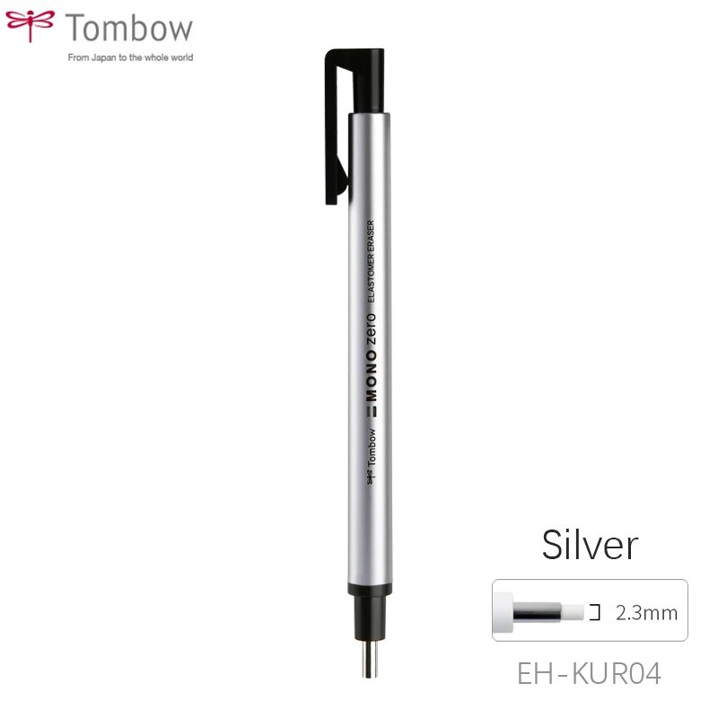 Tombow MONO Zero Eraser Плоский ластик Серебряный, Round head Silver