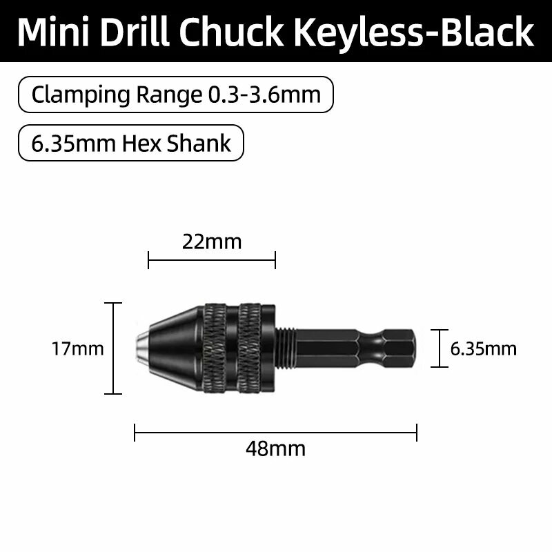 Адаптер для сверл ManPingLu 1,5-10 мм / 0,8-10 мм (E1)0.3-3.6mm Black