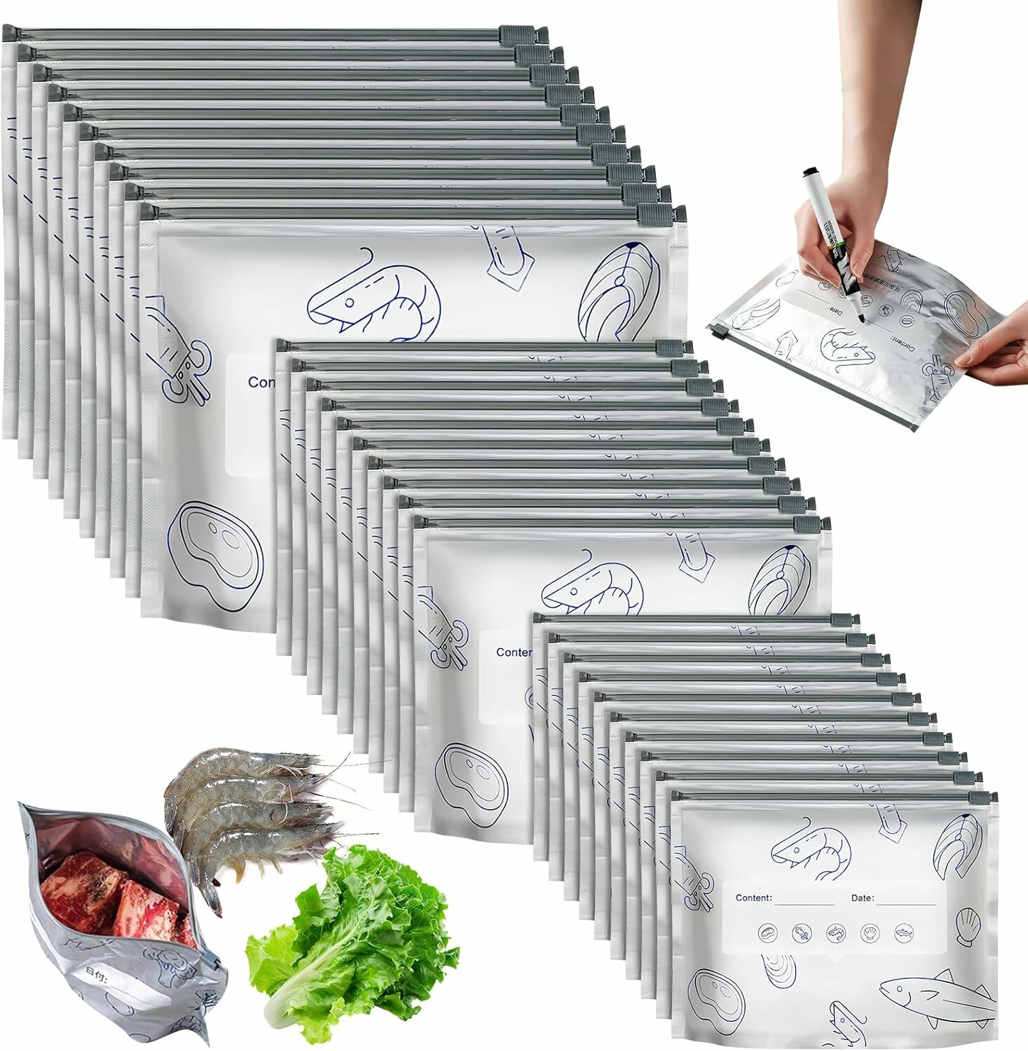 Многоразовые герметичные пакеты из алюминиевой фольги (S+M+L, 30 шт.)