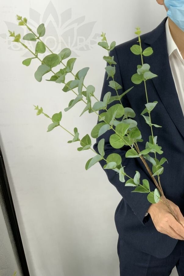 Искусственные цветы растение Эвкалипт 2 шт для декора и интерьера премиум серия ярко зеленый