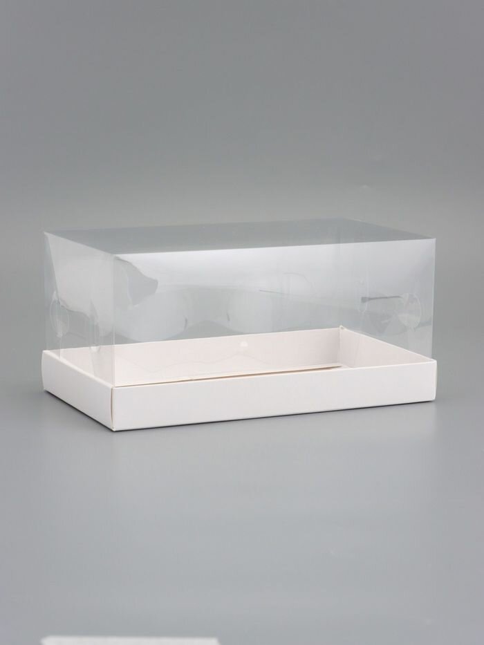 Кондитерская коробка под рулет, белая, с прозрачной крышкой, 25 15 12 см