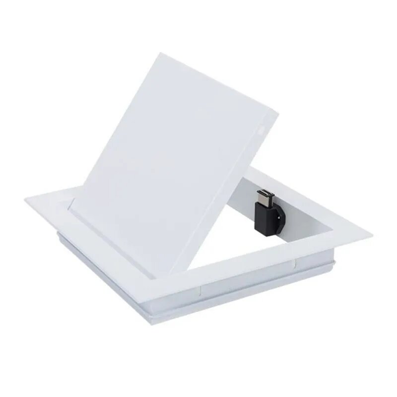 Люк Канализационный 400x400 мм из алюминиевого сплава с магнитным замком и откидной крышкой Белого цвета