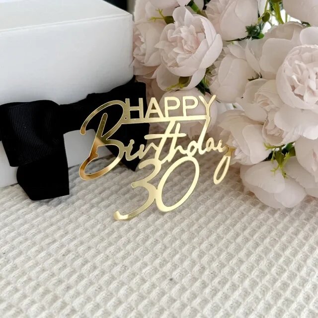 Номер с днем рождения 18, 30, 40, украшение для торта, золотая боковая акриловая детская вечеринка по случаю дня рождения, топперы для торта, подарочные принадлежности для выпечки