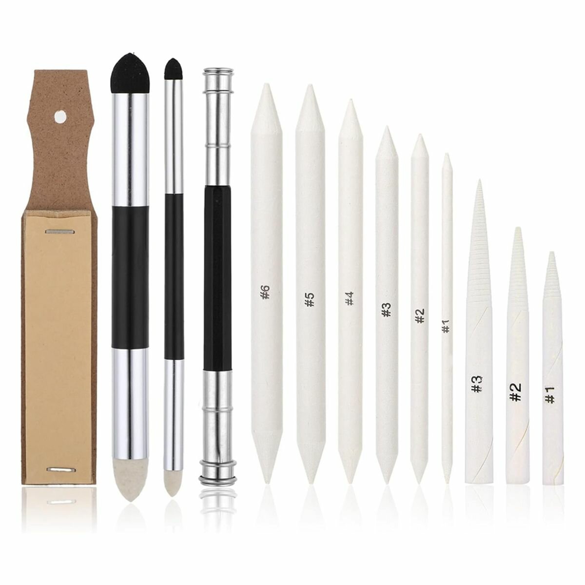 Набор из 13 шт. растушевки, художественных блендеров с ручками и наждачной бумагой, точилки для карандашей, палочки для рисования