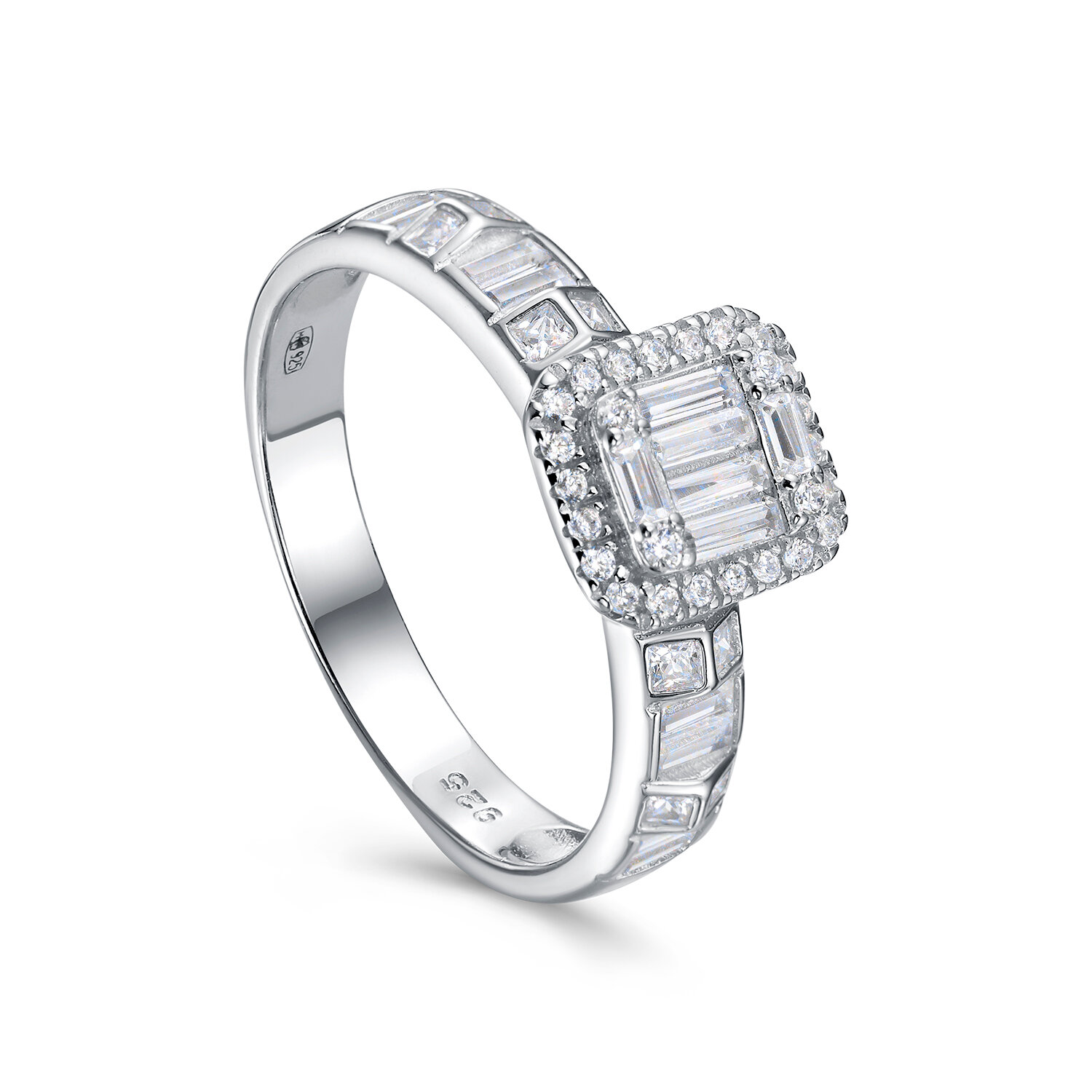 Кольцо, серебро, 925 проба, фианит