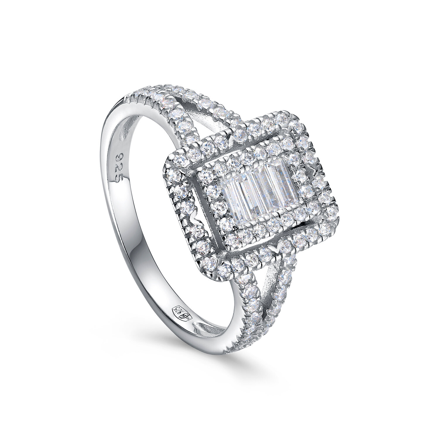 Кольцо тонкое, серебро, 925 проба, фианит