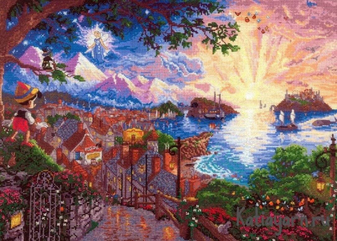 Набор для вышивания крестом Disney "Пиноккио загадывает желание" арт. 52501, Candamar Designs (США) 40,6 х 30,5 см