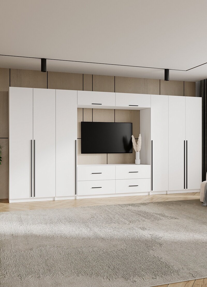 Стенка МебельЛэнд24 Лорена Пакс - 4 Белый 380x50x210