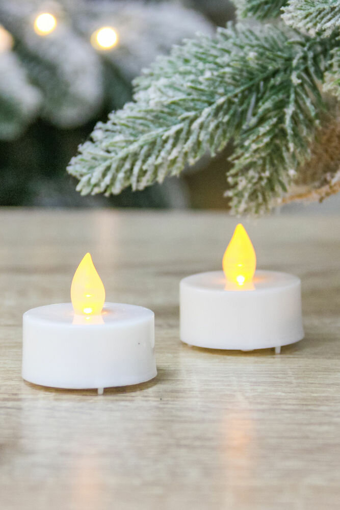 Набор чайных свечей Пауло (Paulo) (2 шт.), белые, LED-огни мерцающие, 3.8х3.8 см, STAR trading 066-06