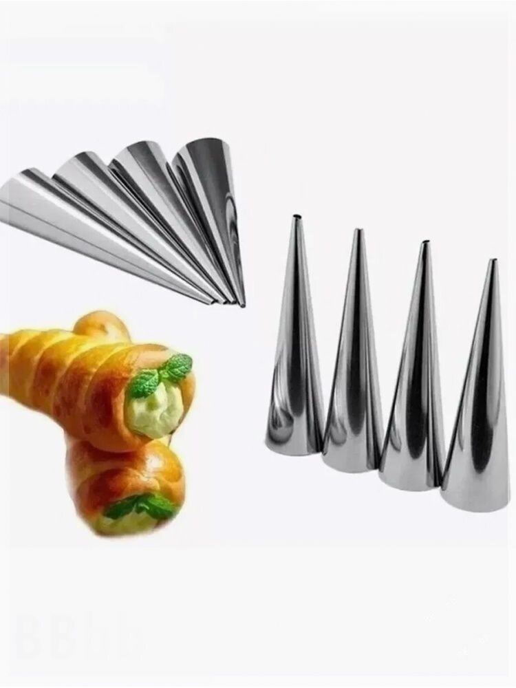 Форма для выпечки / Кондитерский конус / Кухонный набор конусов для круассанов и трубочек из нержавеющей стали 9 см 10 шт